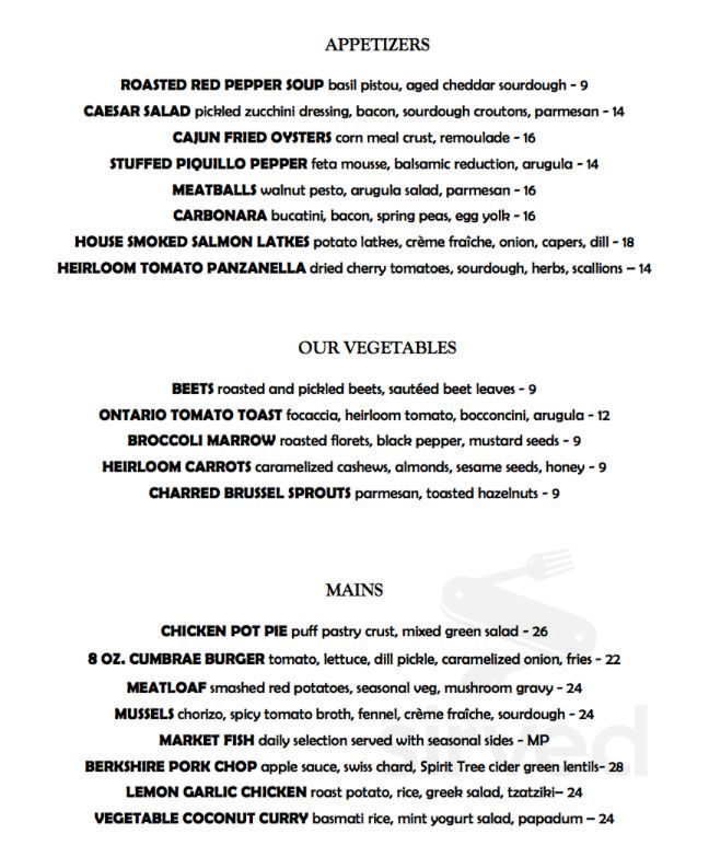 Menu for The Senator in Toronto, ON | Sirved