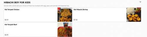 Hibachi Boy menu in Wichita, Kansas, USA