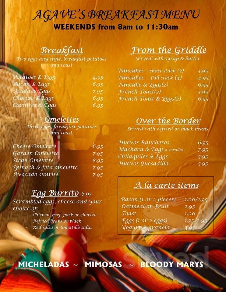 Menu for Agave Maria's Restaurant & Cantina in Ojai, CA | Sirved