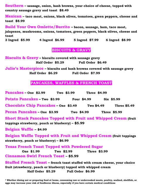 Oink's Restaurant menu in Neenah, Wisconsin, USA