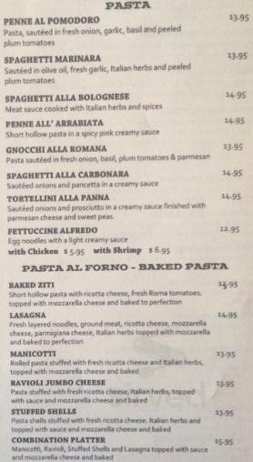 Menu for Pane E Vino Italian Restaurant, Deli & Bakery in West ...