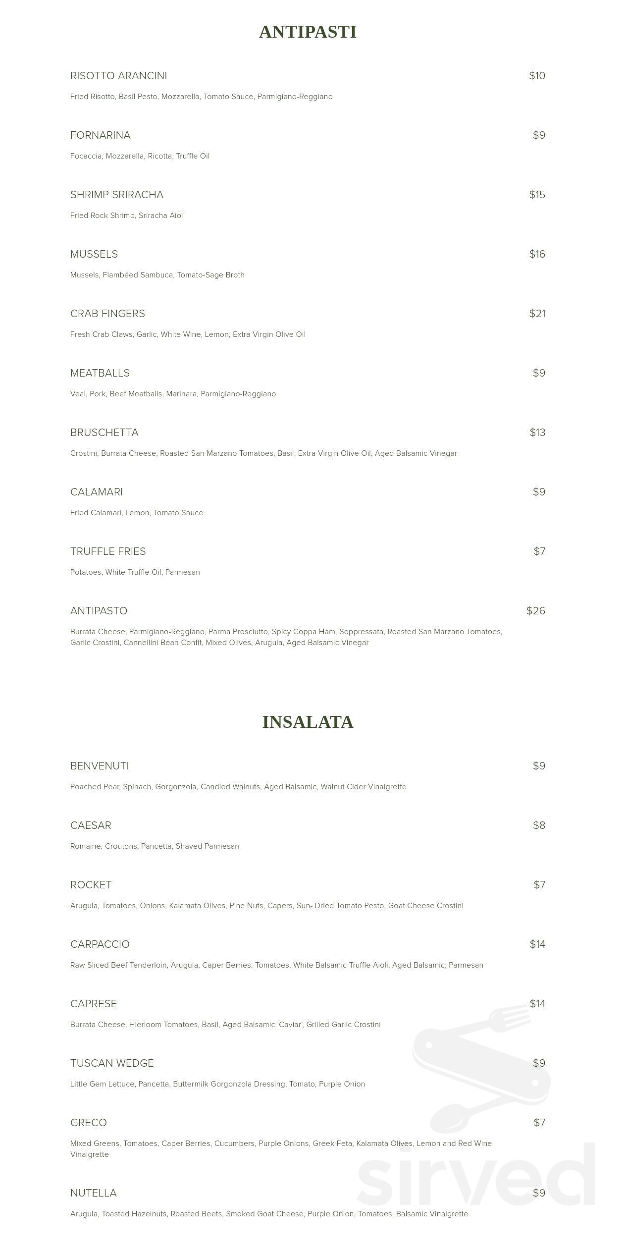 Benvenuti's menus in Norman, Oklahoma, United States