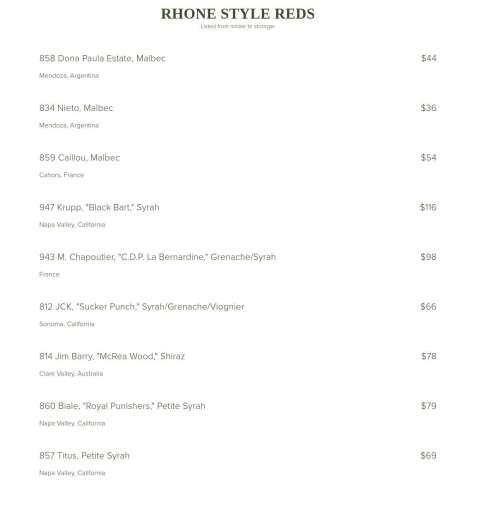 Benvenuti's menu in Norman, Oklahoma, USA