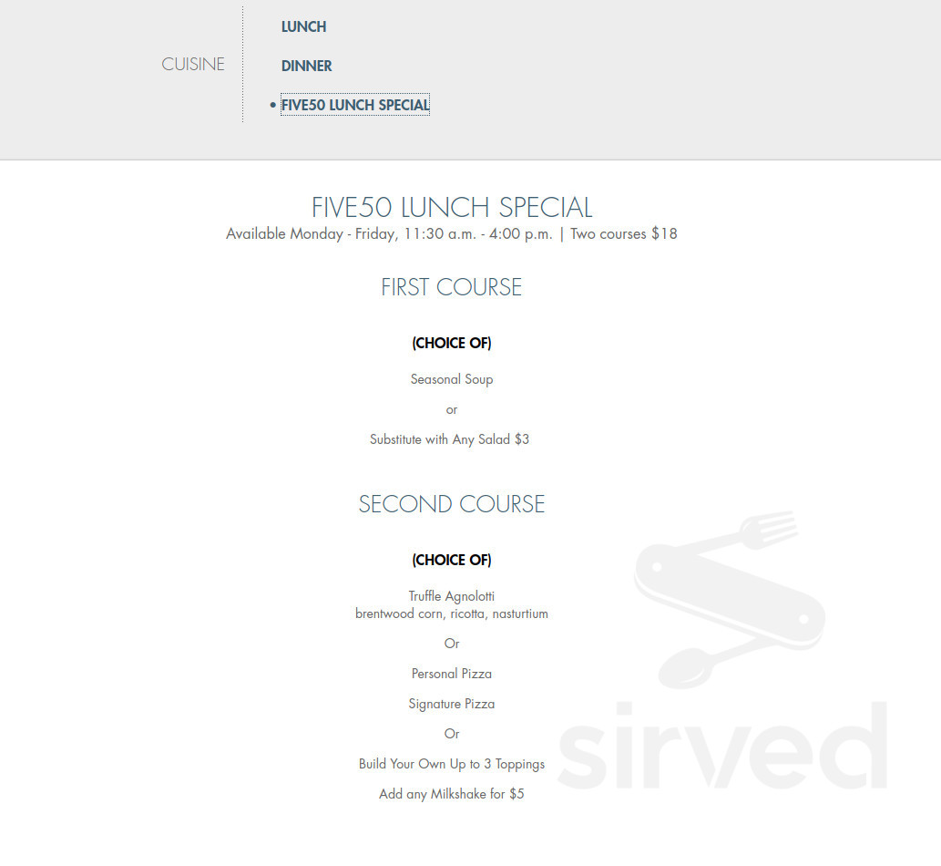 Moneyline Pizza & Bar menu in Las Vegas, Nevada, USA