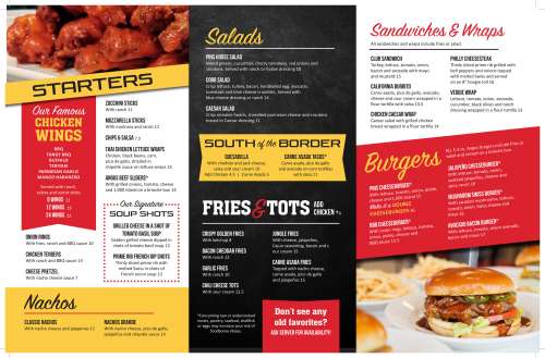 Pins N Pockets menu in Lake Elsinore, California, USA