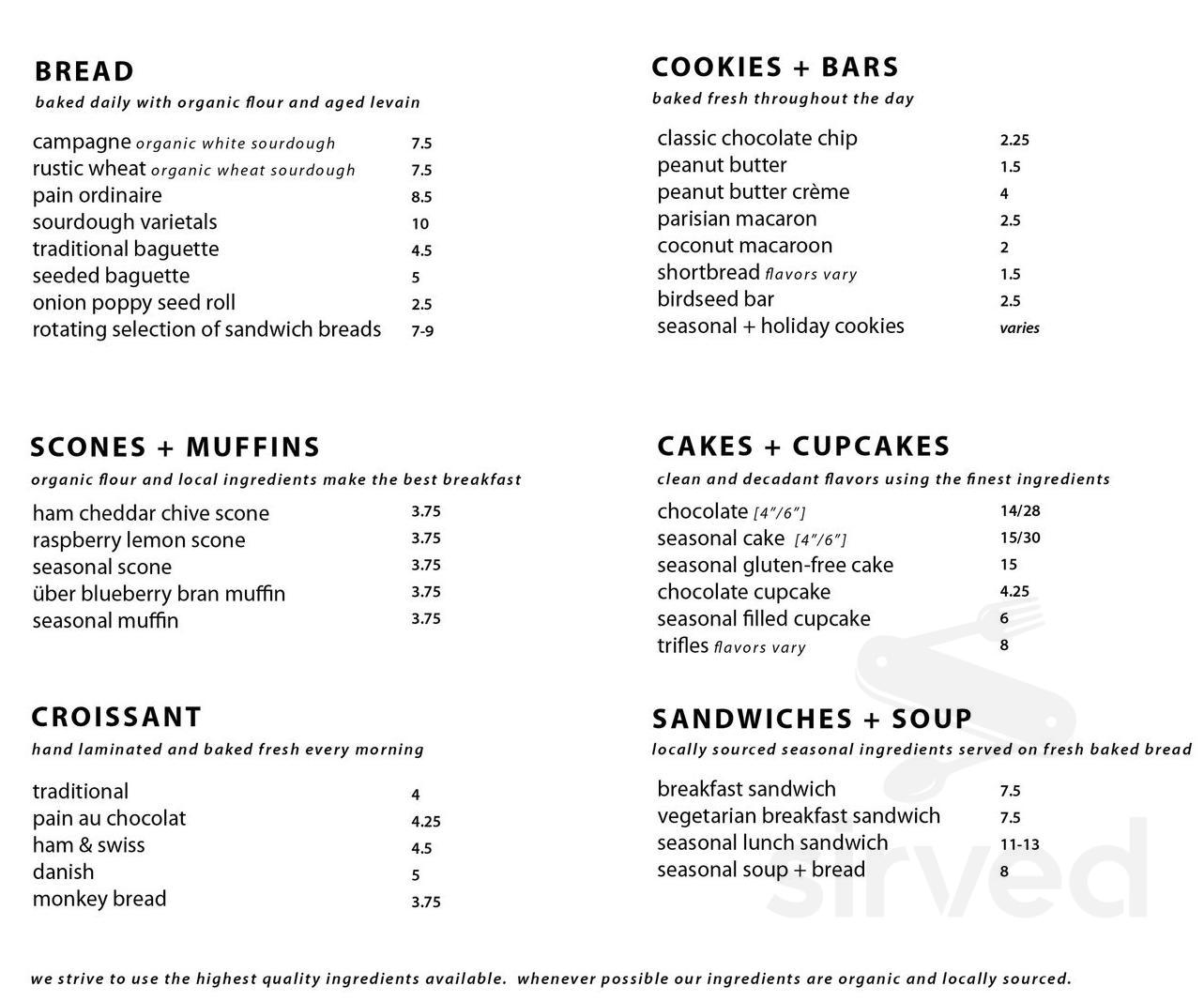 Fire Island Rustic Bakeshop menu in Anchorage, Alaska, USA