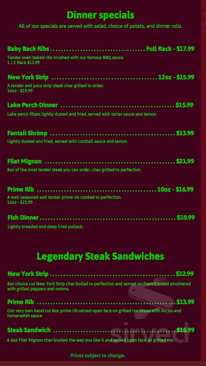 Easy Street Inn Food & Spirits menu in Coloma, Michigan, USA