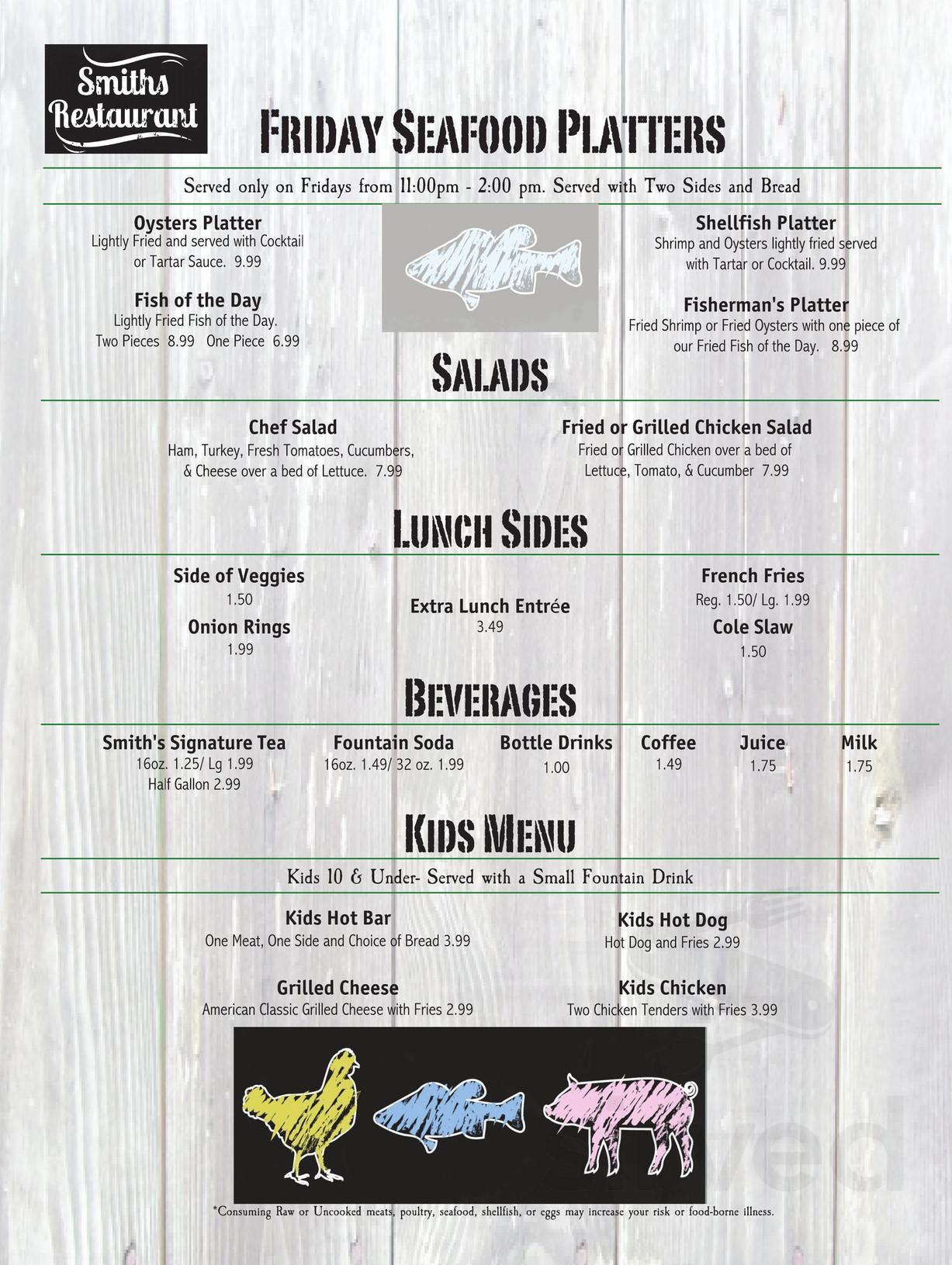 Smith's Restaurant menu in Rocky Mount, North Carolina, USA