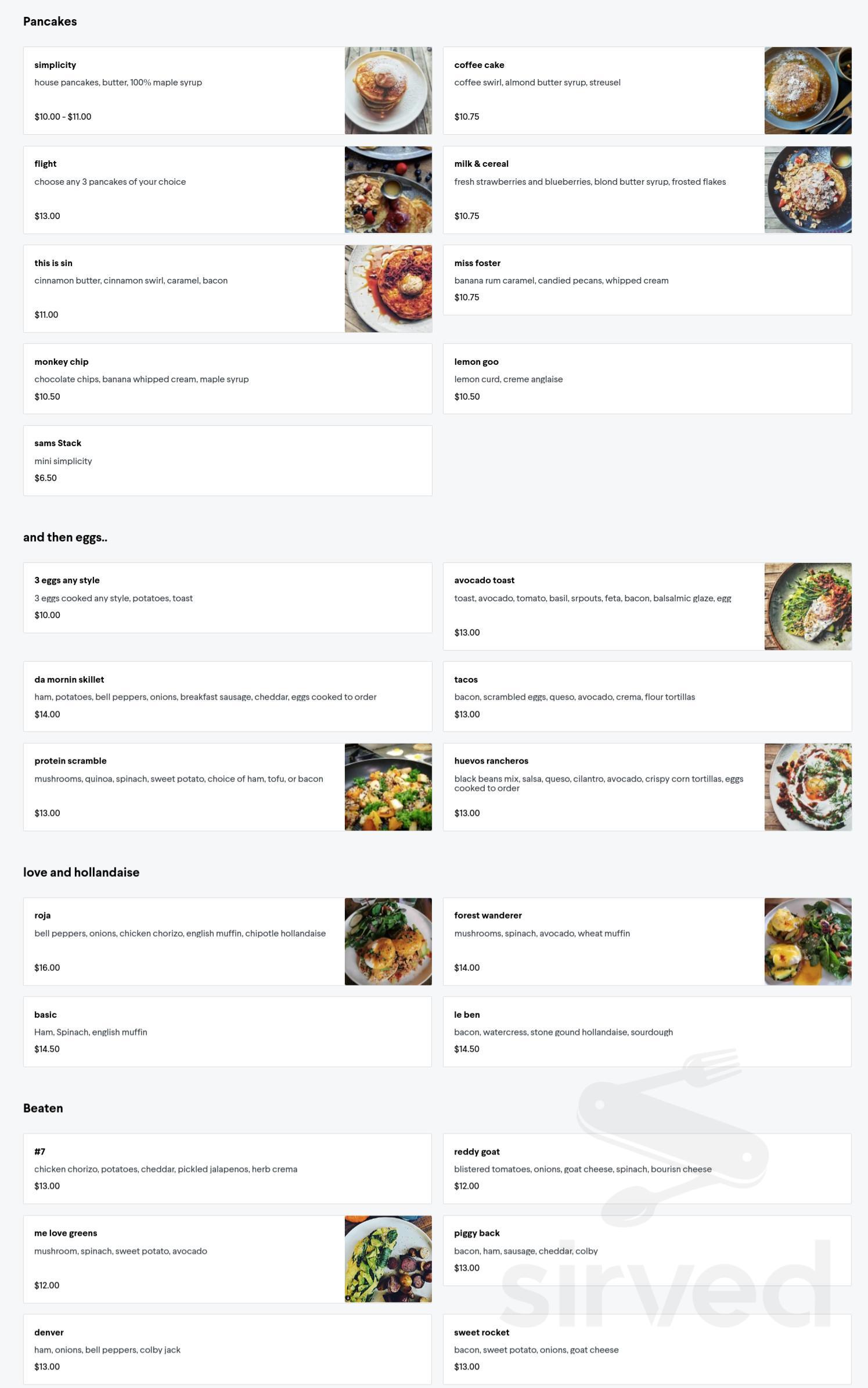 Prelude Breakfast Bar menu in Fayetteville, Arkansas, USA