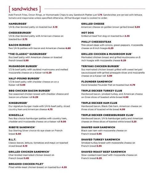 King Kitchen Family Restaurant menu in King, North Carolina, USA