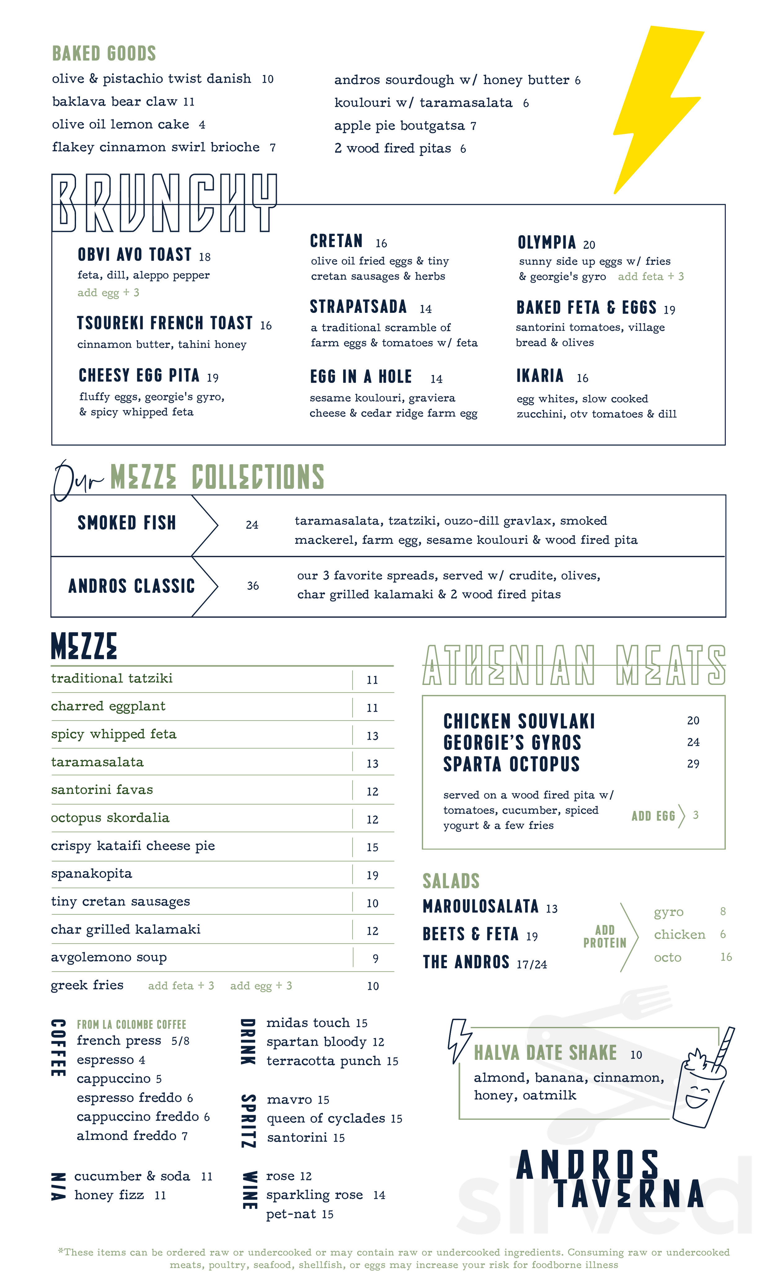 Andros Taverna menu in Chicago, Illinois, USA