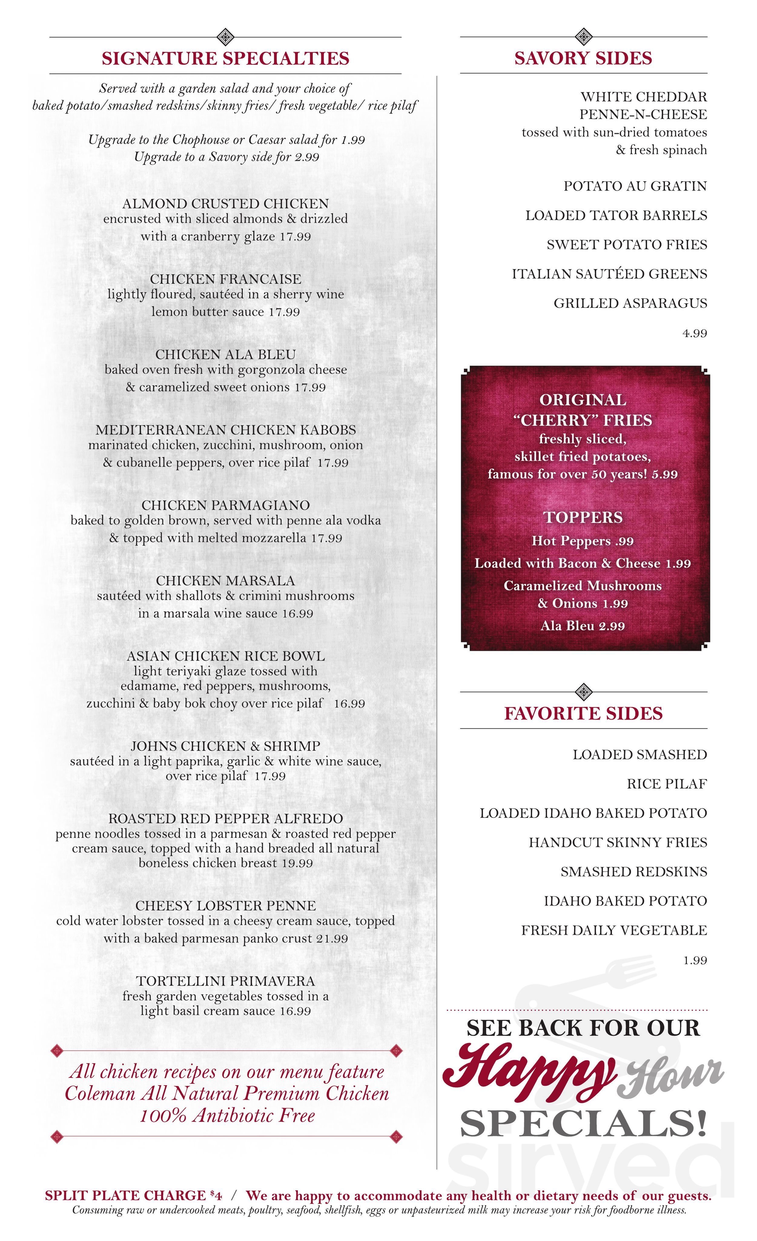 The Chophouse menus in Warren, Ohio, United States