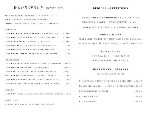 WOODSPOON menu in Los Angeles, California, USA