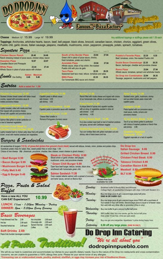 Do Drop Inn menu in Pueblo, Colorado, USA