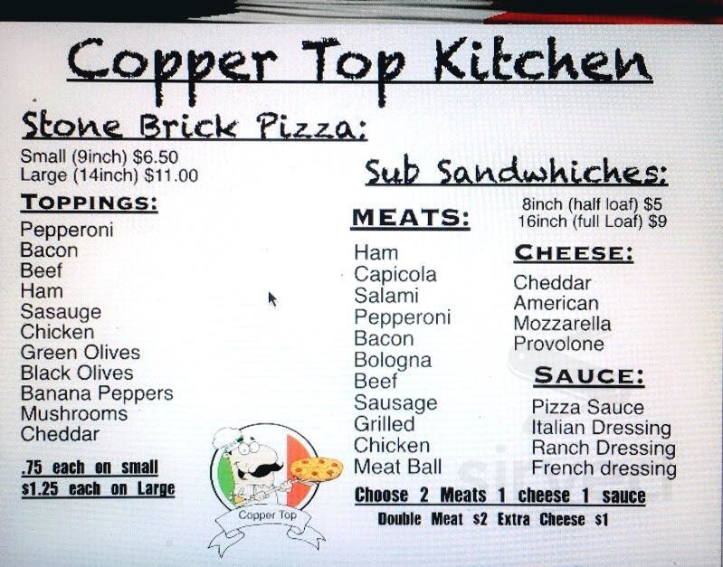 Menu - Ashland OH's The Coppertop | Sirved