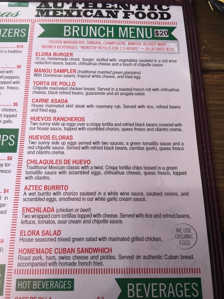 Elora's menu in Brooklyn, New York, USA