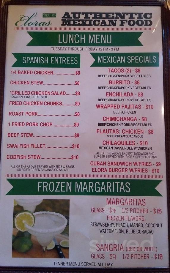 Elora's menu in Brooklyn, New York, USA