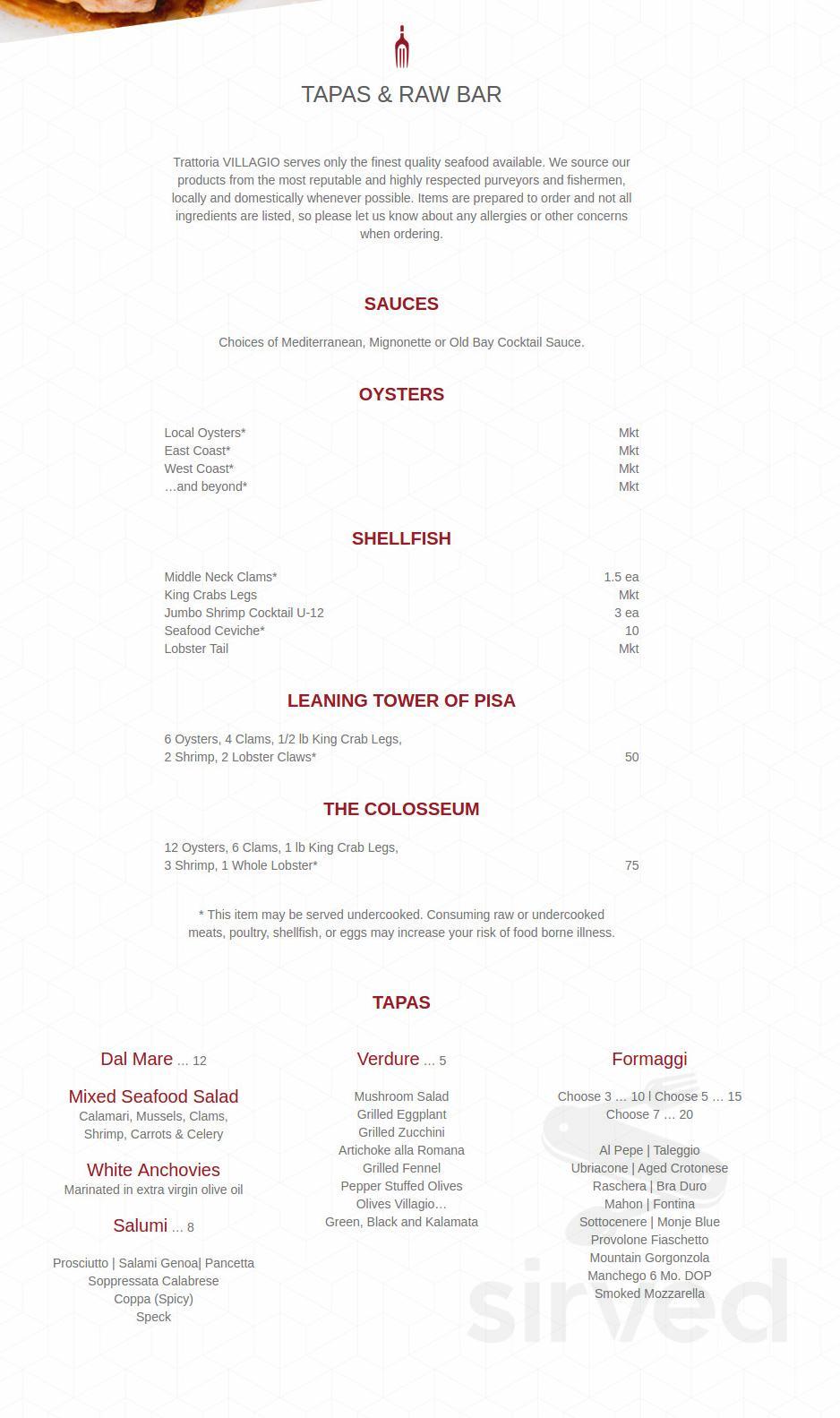 Trattoria Villagio menu in Clifton, Virginia, USA