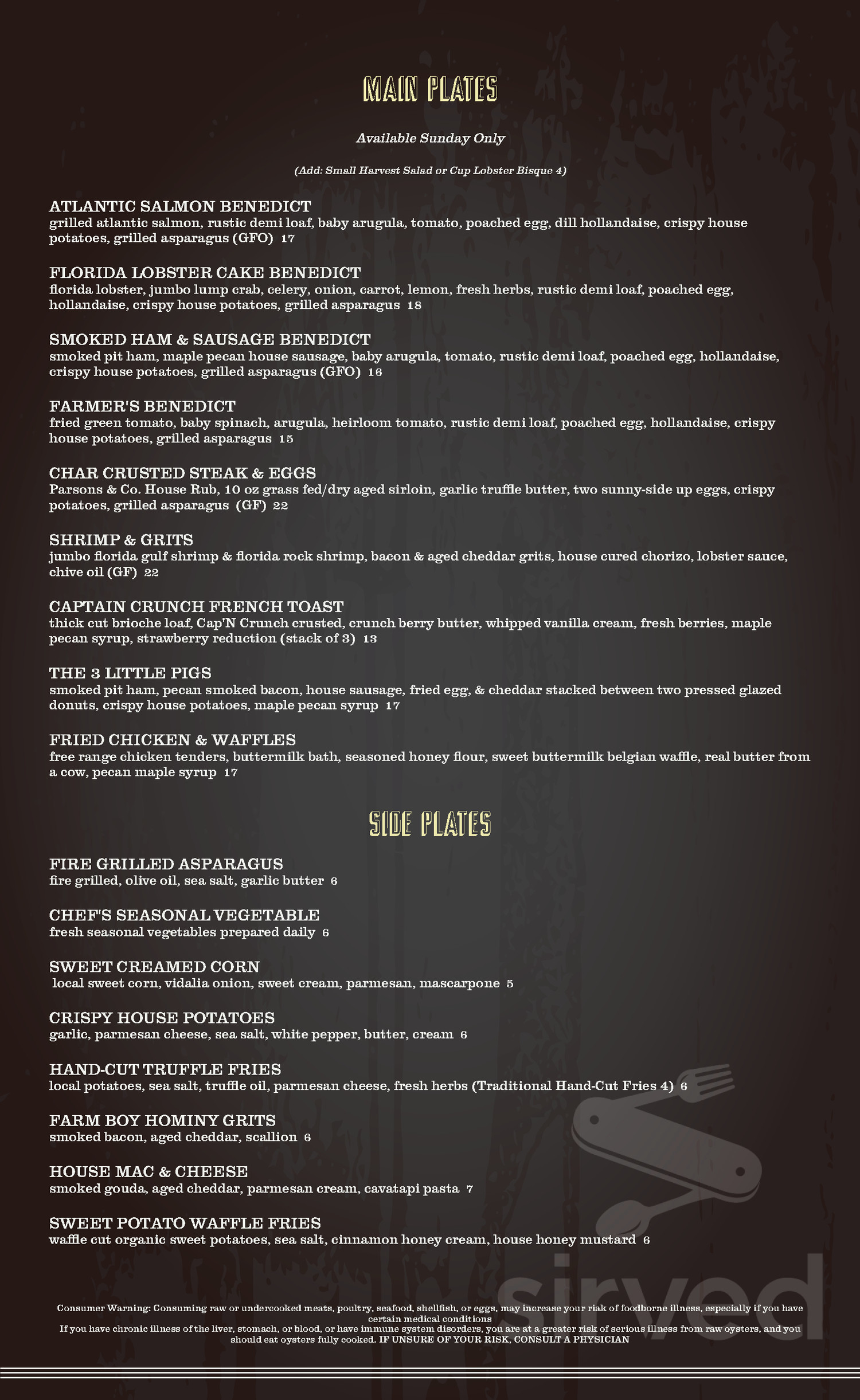 The General Public House menu in New Smyrna Beach, Florida, USA