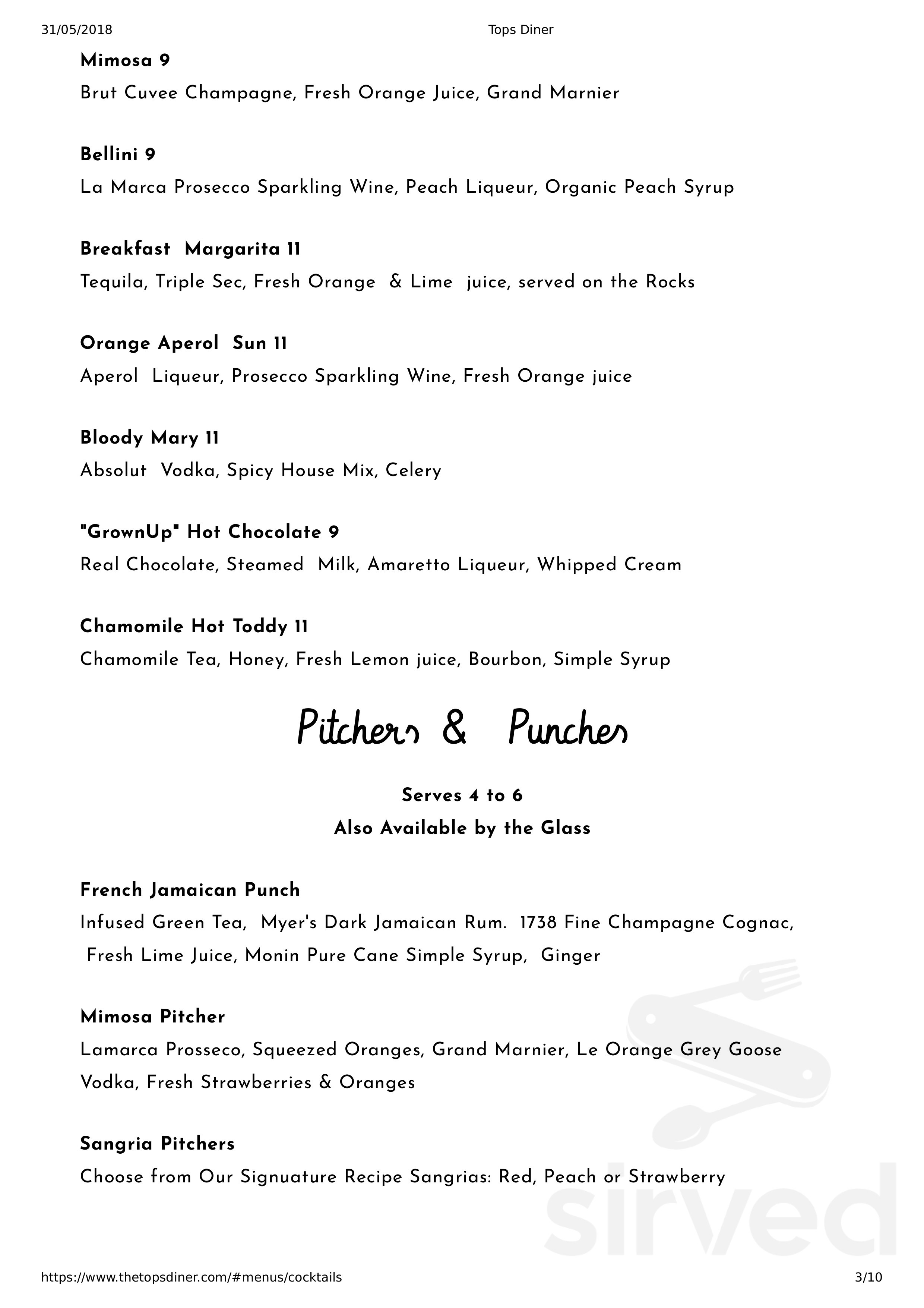 Tops Diner Menus In East Newark New Jersey United States Tops Diner Menus In East Newark New Jersey United States