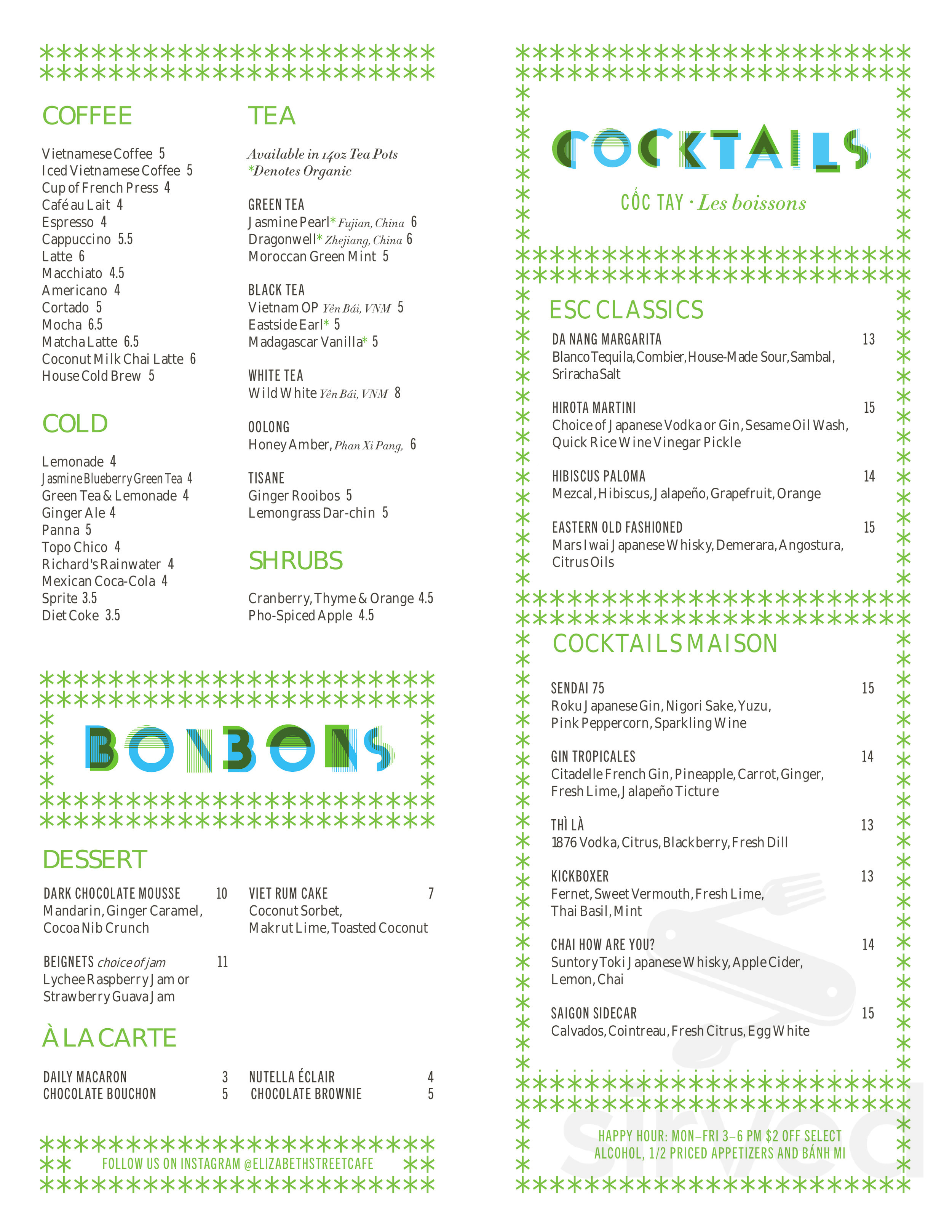 Menu - Austin TX's Elizabeth Street Café | Sirved
