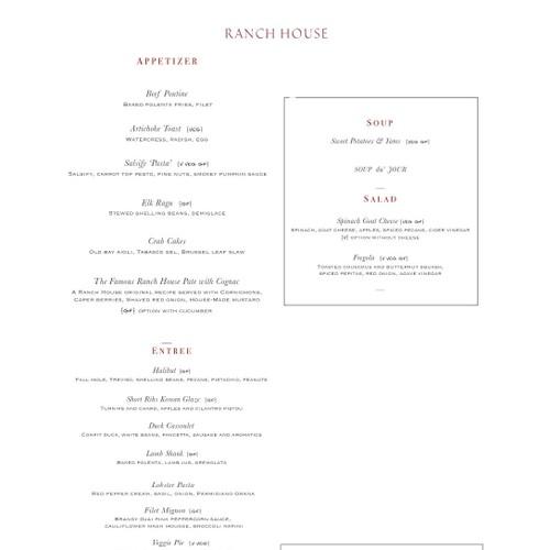 The Ranch House menu in Ojai, California, USA