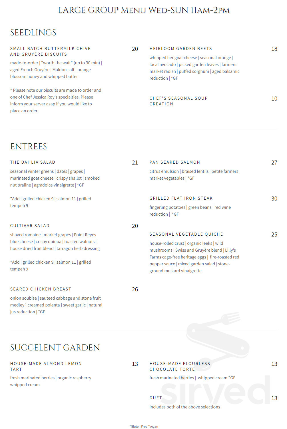 608 Dahlia menu in Corona Del Mar, California, USA