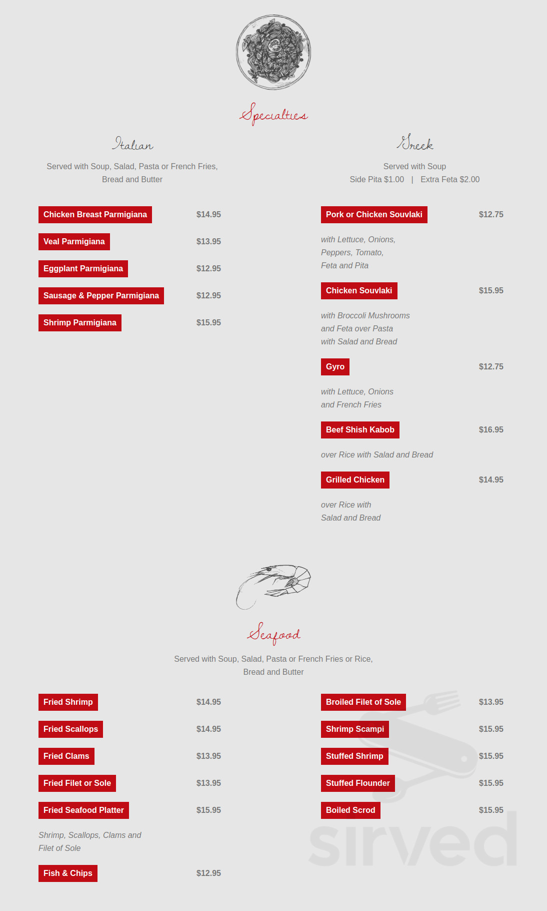 Captain's Pizza House Restaurant menu in Bridgeport, Connecticut, USA