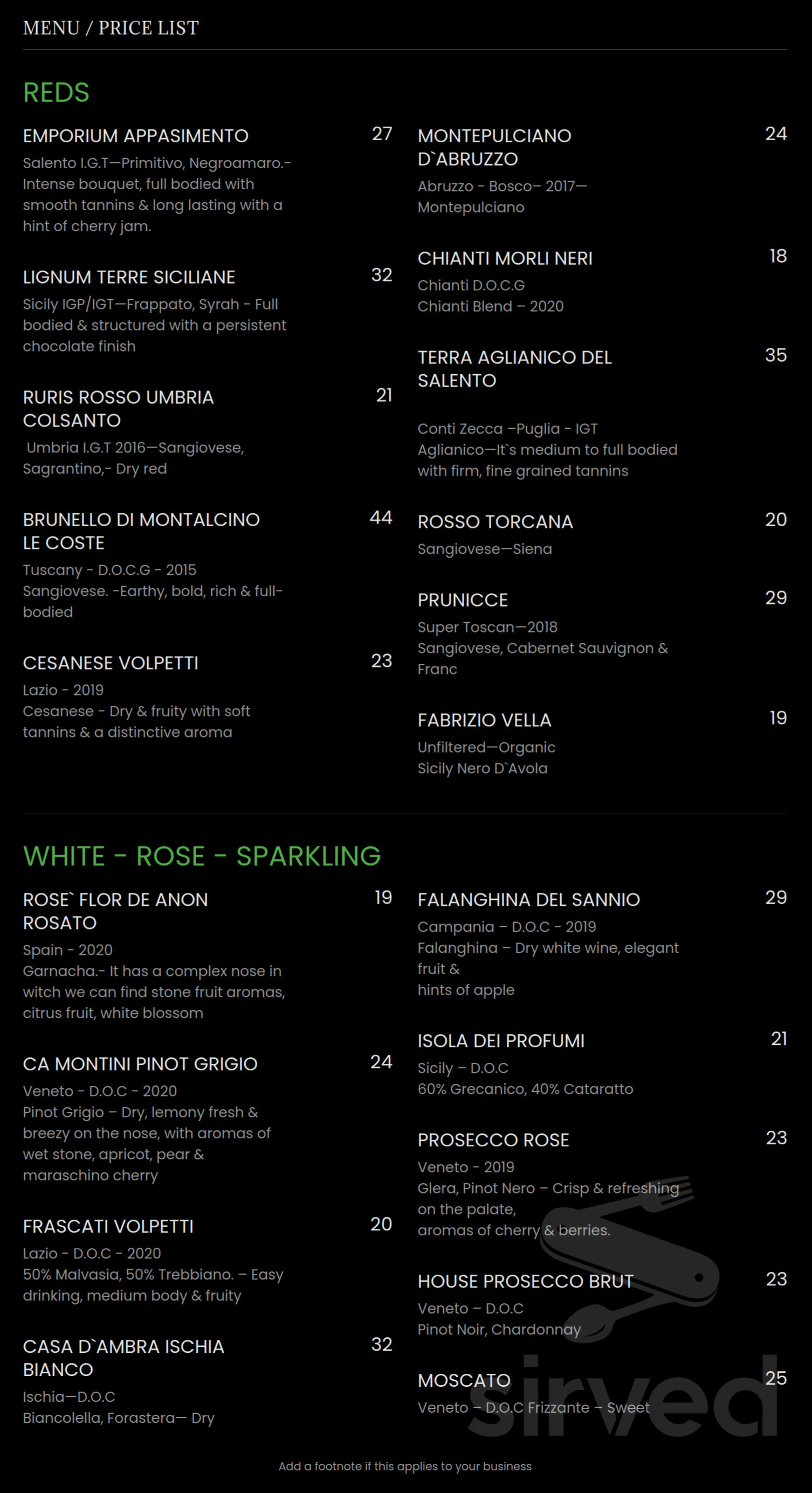Grano Pasta Bar menu in Baltimore, Maryland, USA