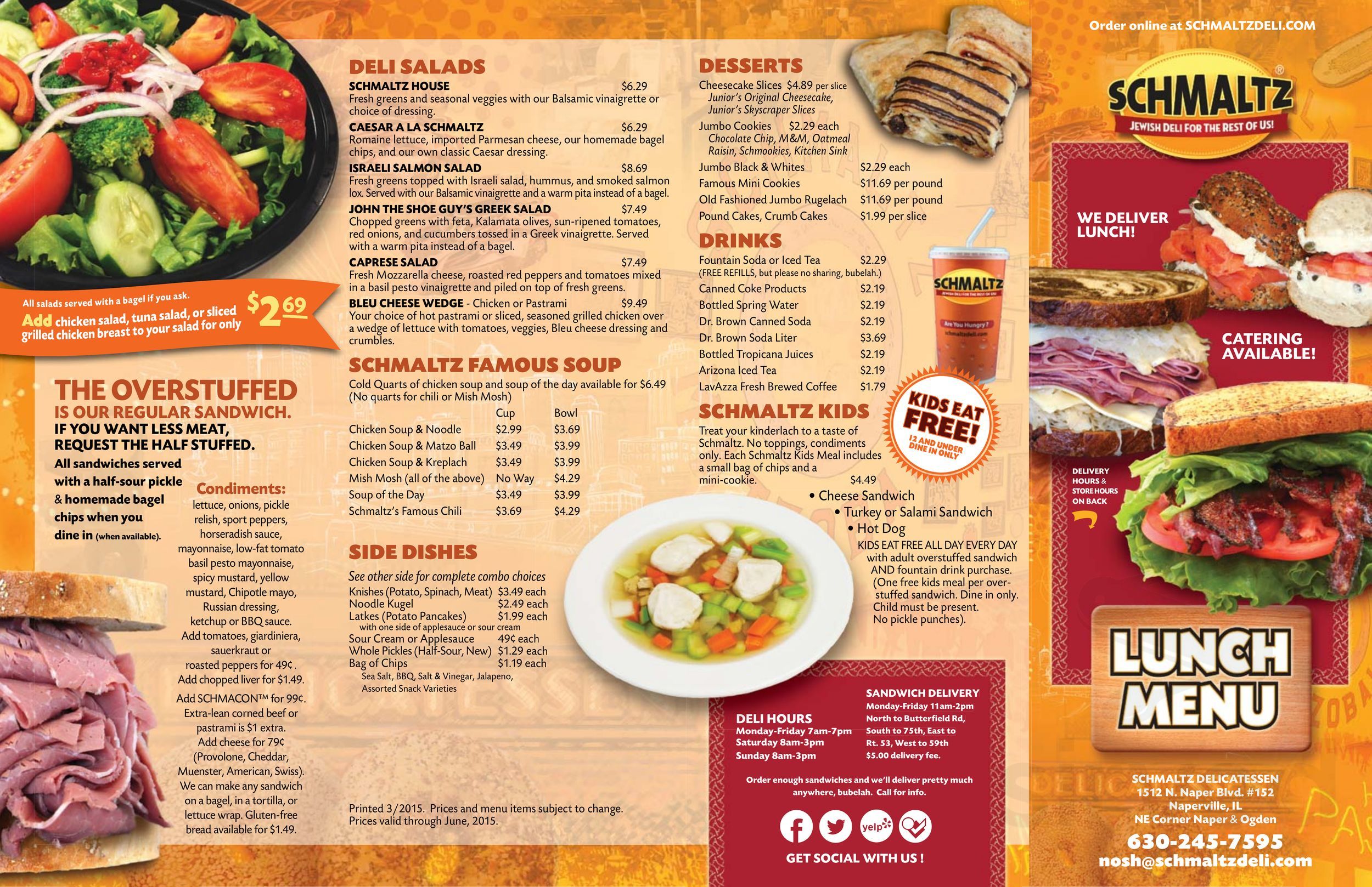 Menu for Schmaltz Delicatessen in Lisle, IL | Sirved