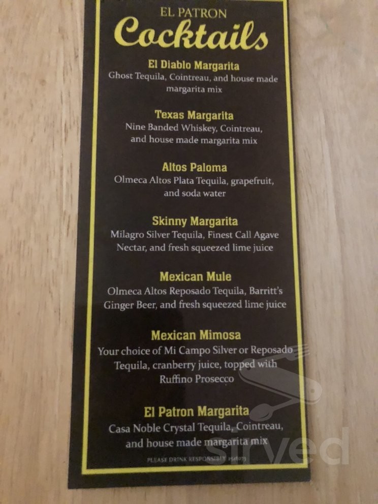 El Patron Tex-Mex Restaurant,LLC menus in Amarillo, Texas, United States