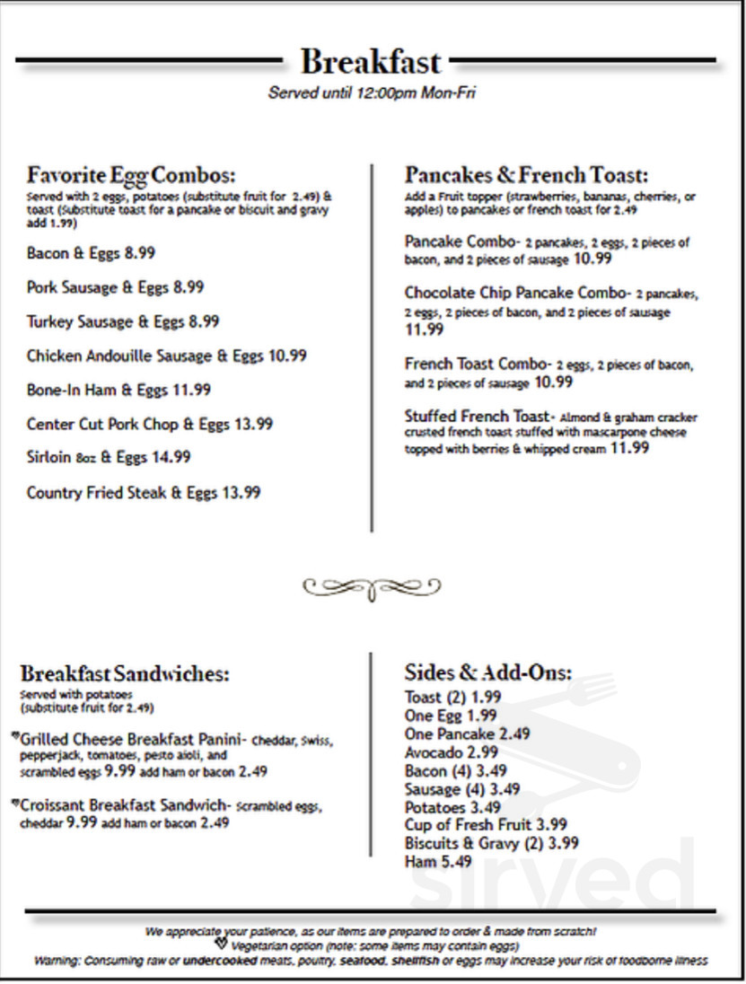 Menu - Colton CA's Le Rendez-Vous Cafe | Sirved