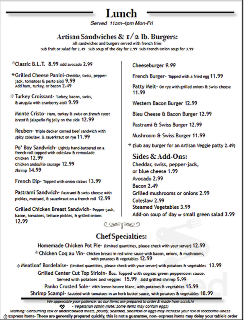 Menu - Colton CA's Le Rendez-Vous Cafe | Sirved