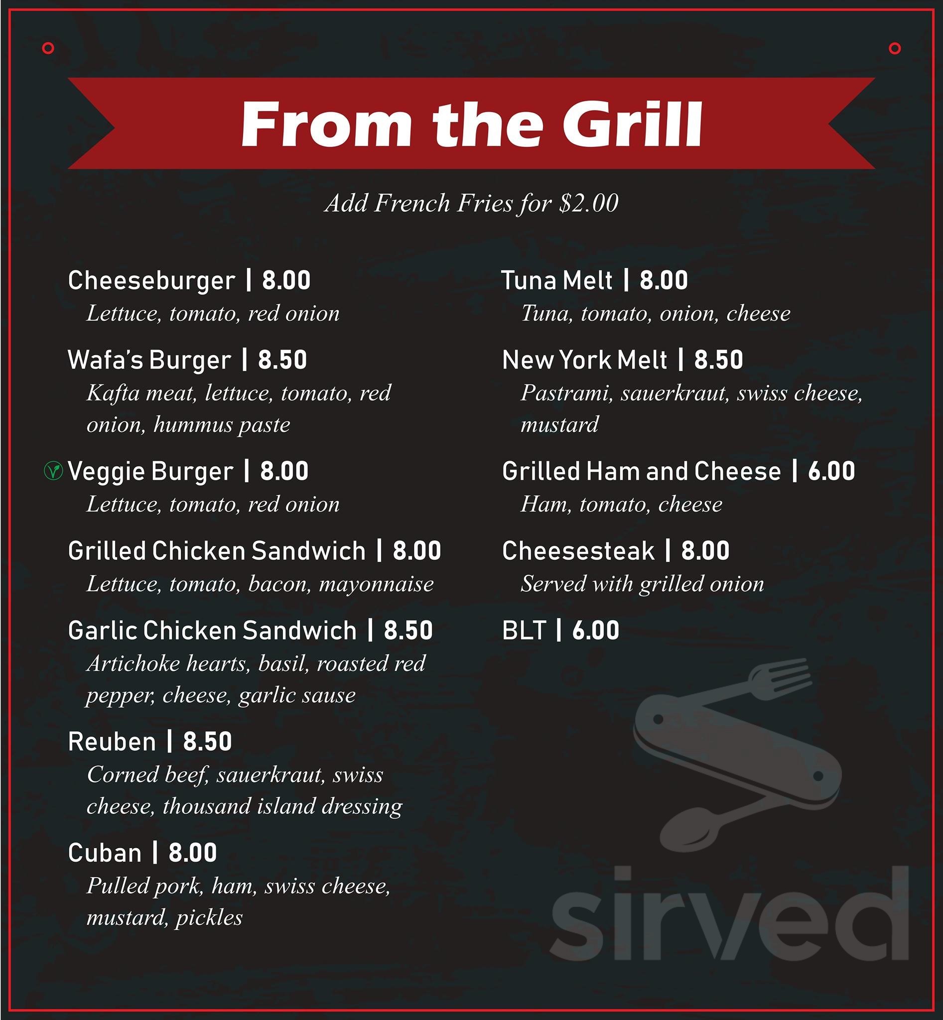 Wafa's Kitchen menu in Allentown, Pennsylvania, USA