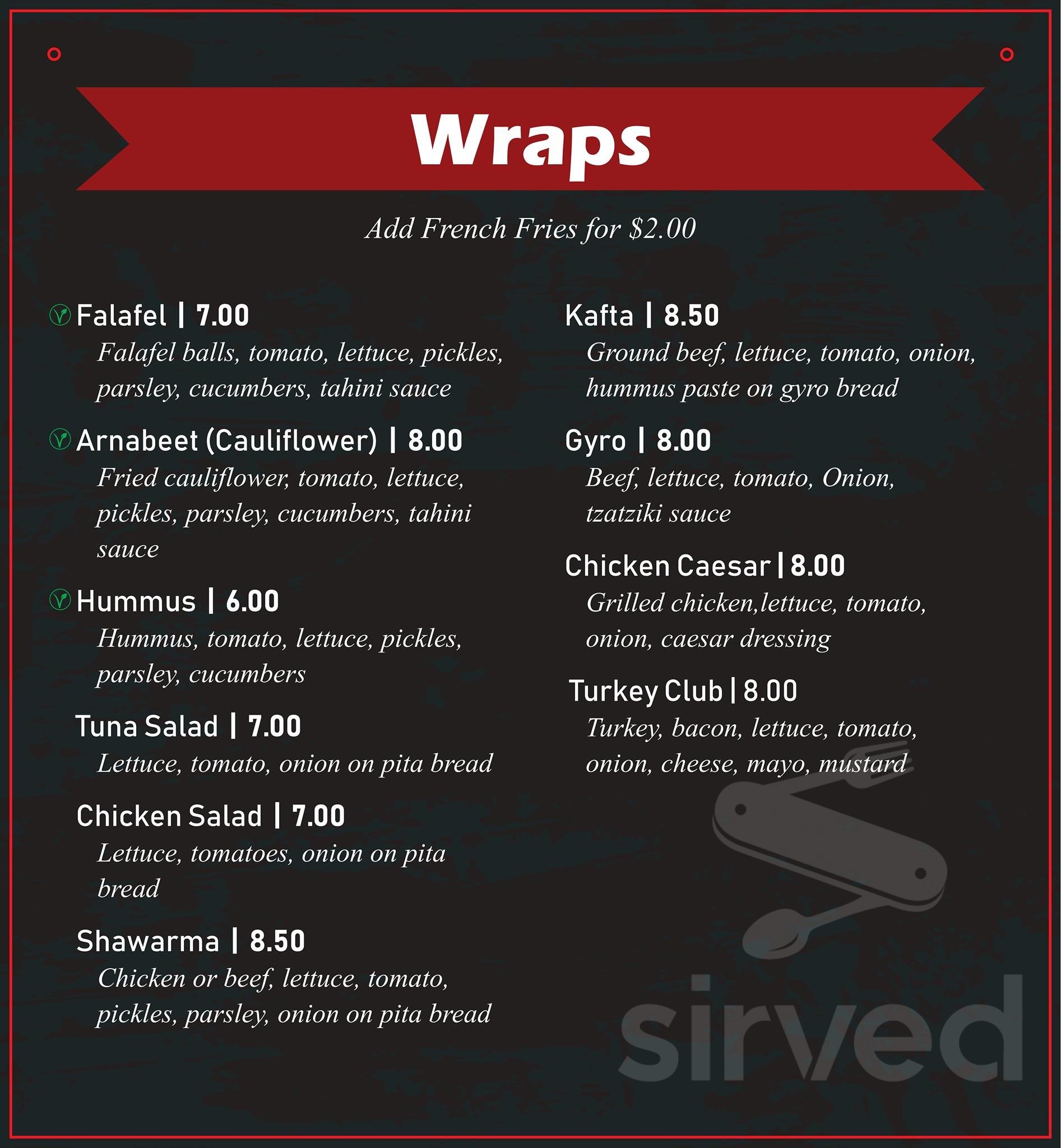 Wafa's Kitchen menu in Allentown, Pennsylvania, USA