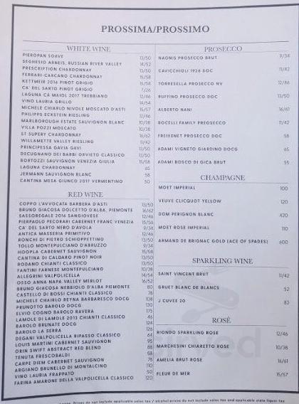 Prossimo Ristorante menus in Tulsa, Oklahoma, United States