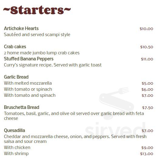 Menu for Curry's in Buffalo, NY | Sirved