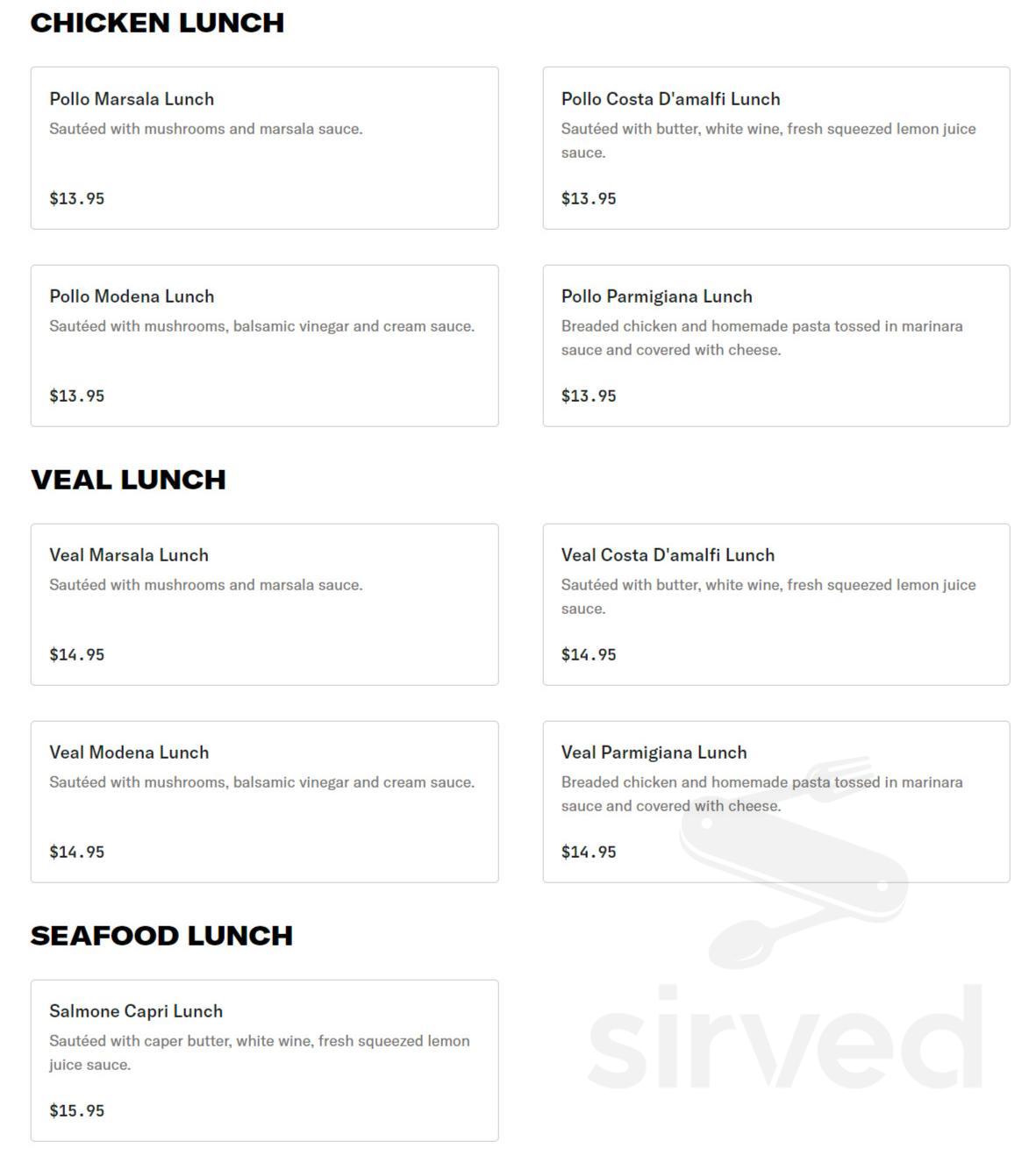 Menu - DeLand FL's Positano Trattoria Pizzeria | Sirved