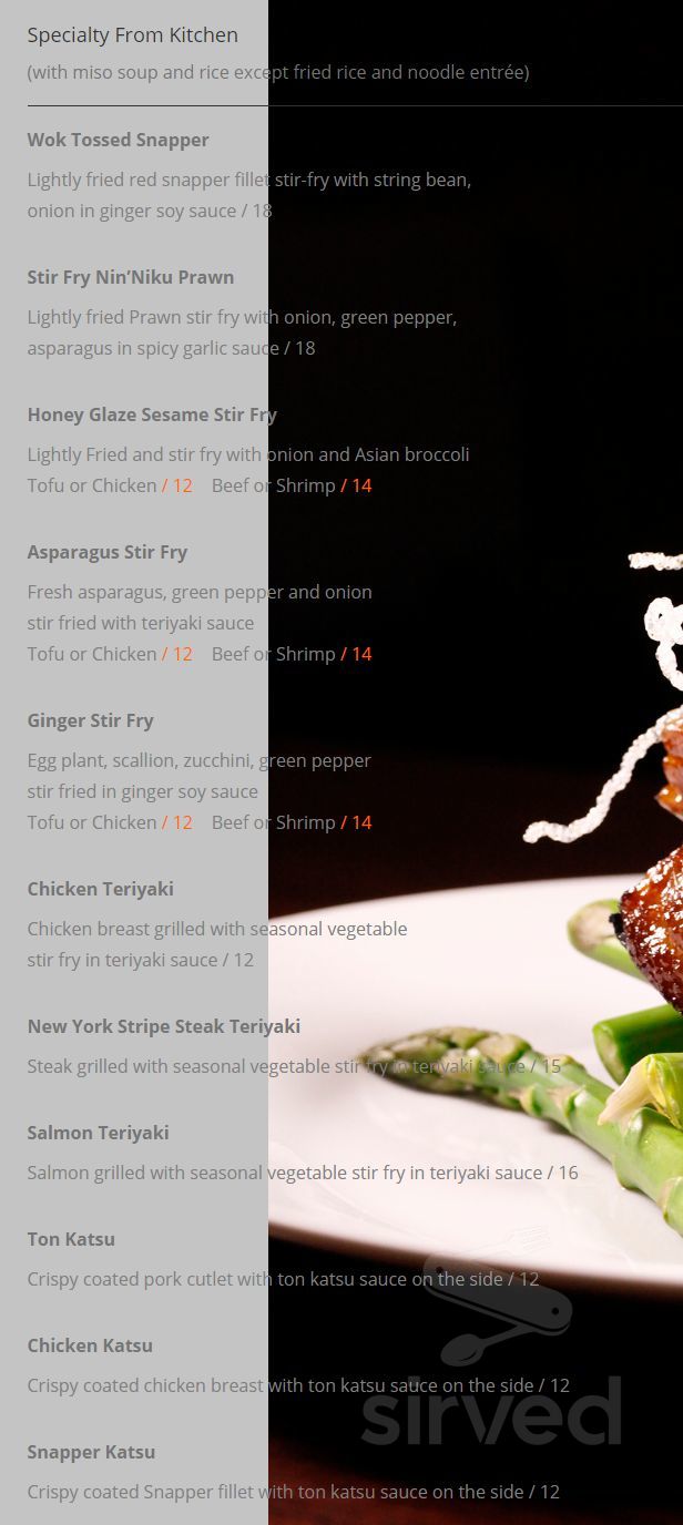 Yellowtail Sushi Bar & Asian Kitchen menu in Chicago, Illinois, USA