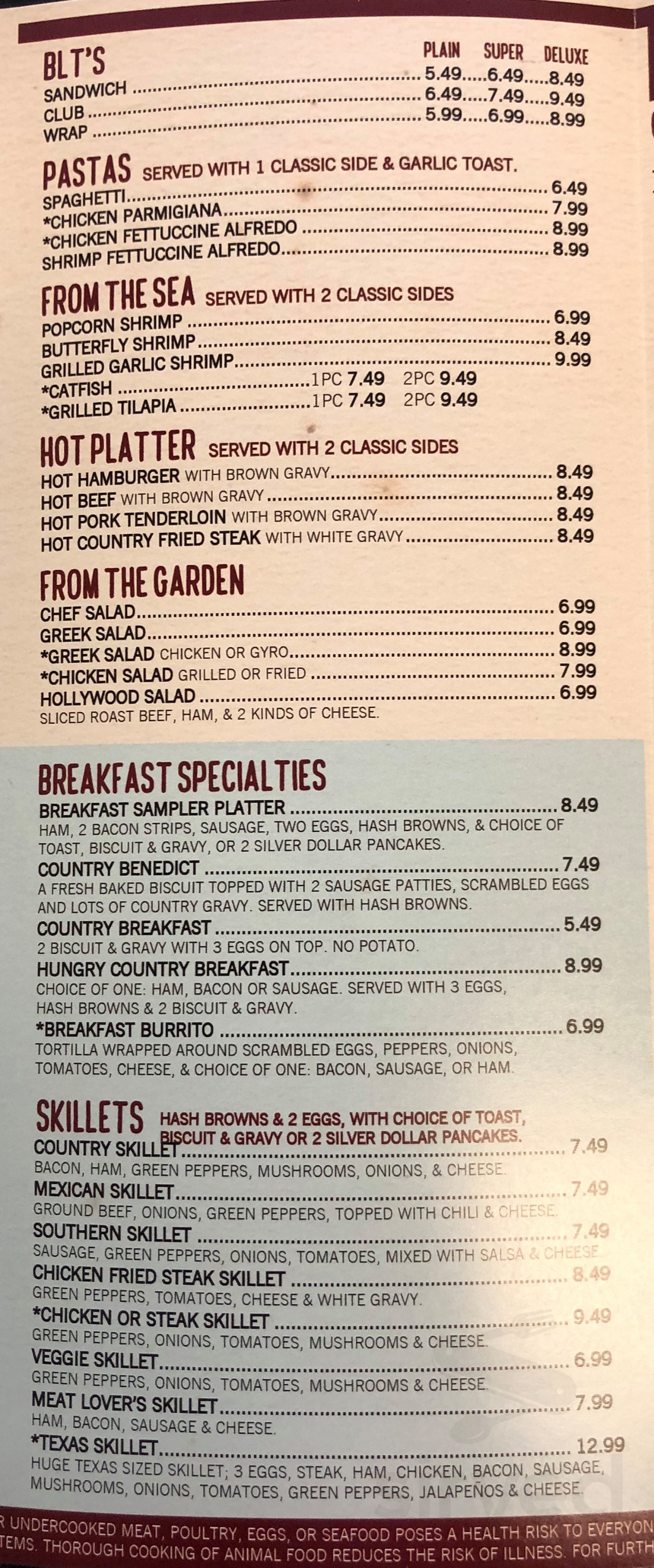 Joplin Café menu in Joplin, Missouri, USA