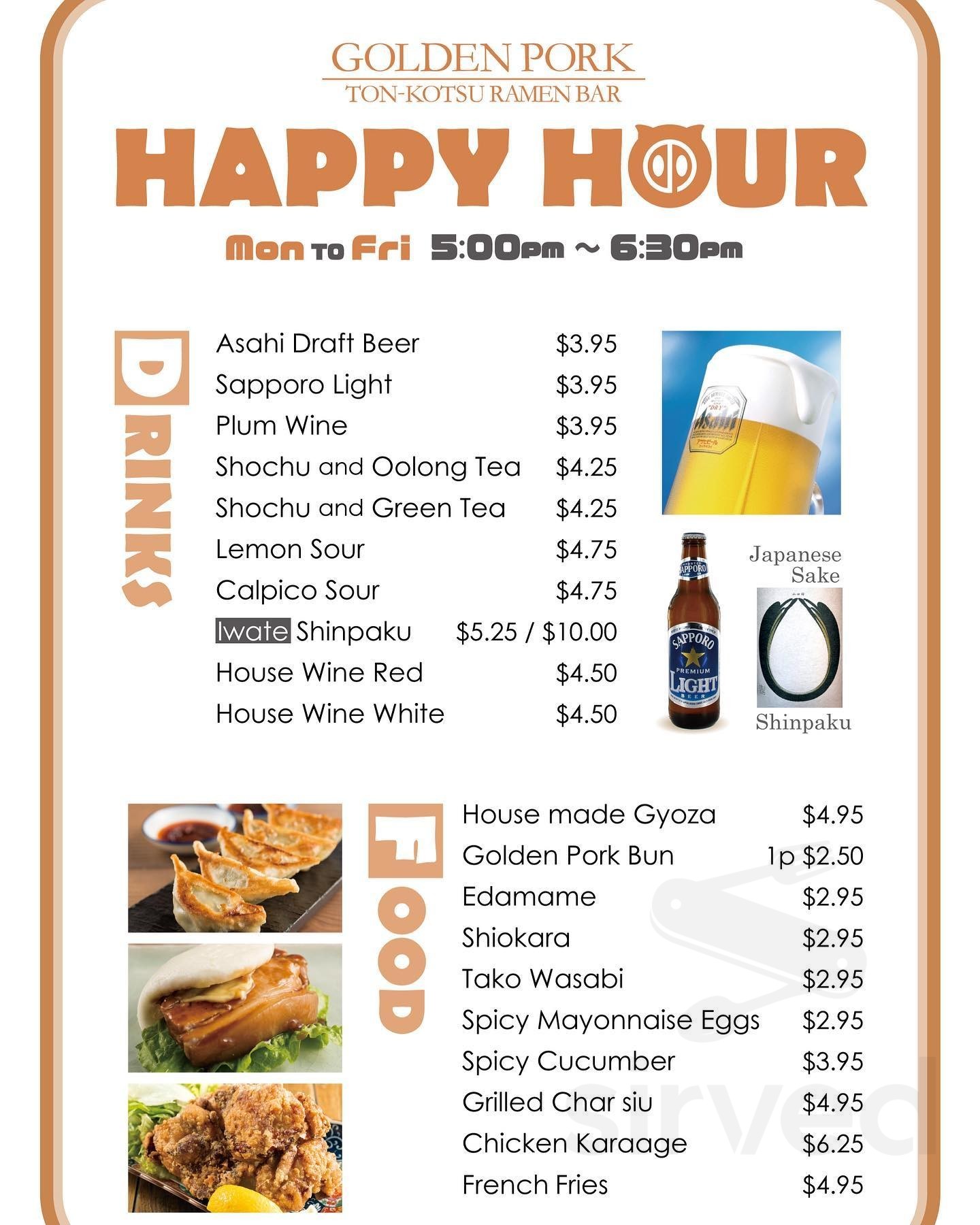 Golden Pork Tonkotsu Ramen Bar menus in Honolulu, Hawaii, United States