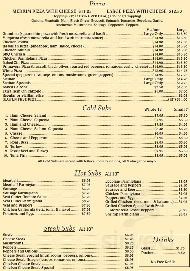 Menu - Freehold NJ's Dusal's Italian Restaurant | Sirved
