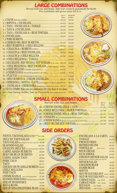 La Fiesta menu in Fallon, Nevada, USA