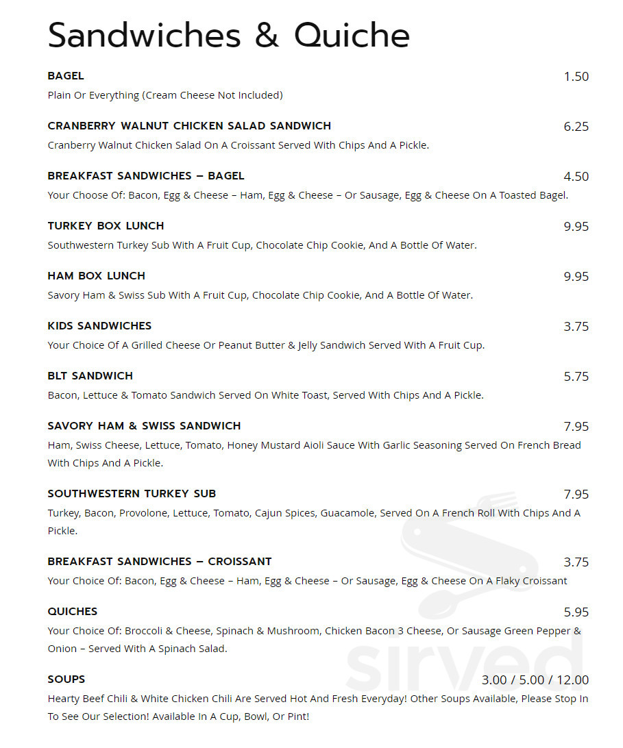 Familiar Grounds menu in New London, Wisconsin, USA
