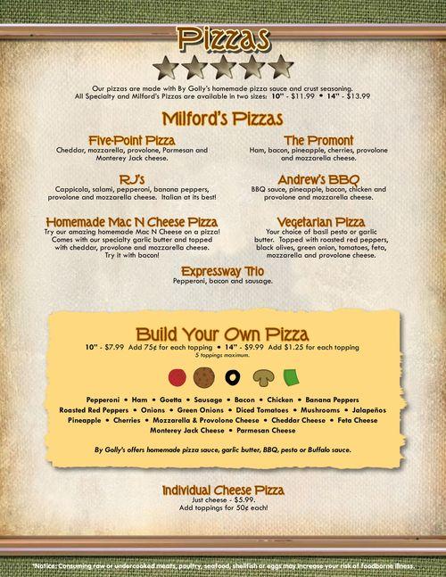By Golly's Bar & Grill menu in Milford, Ohio, USA