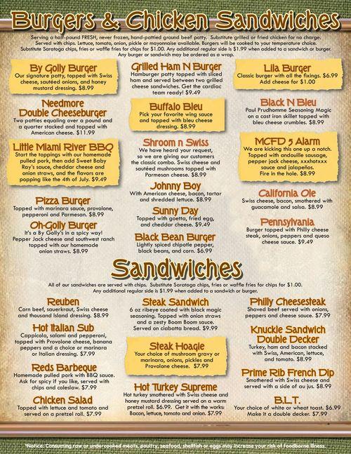 By Golly's Bar & Grill menu in Milford, Ohio, USA