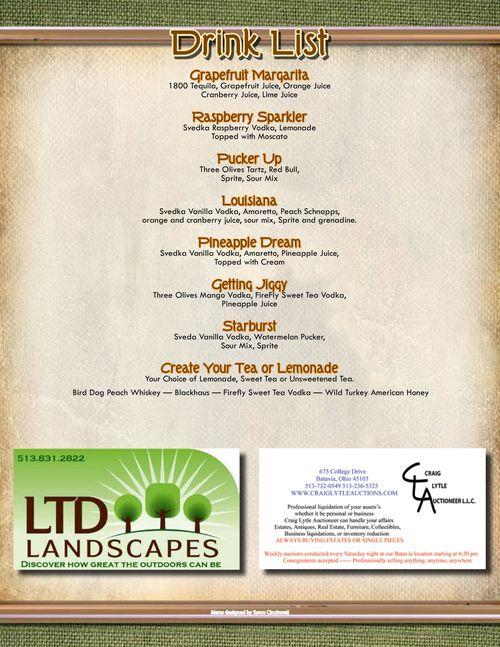 By Golly's Bar & Grill menu in Milford, Ohio, USA