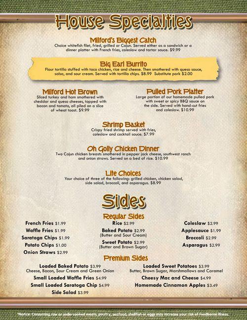 By Golly's Bar & Grill menu in Milford, Ohio, USA