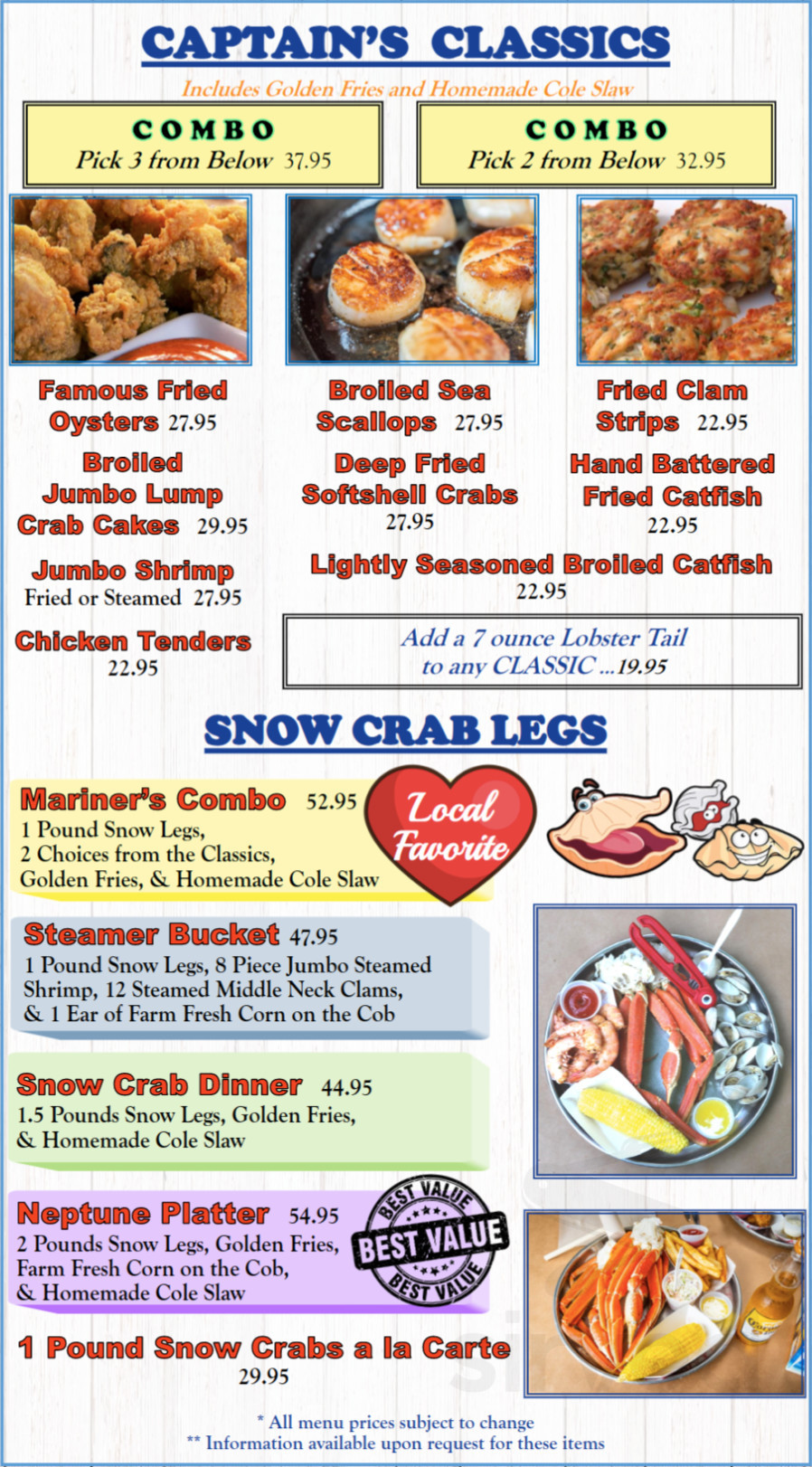 Captain Pell's Fairfax Crabhouse menu in Fairfax, Virginia, USA