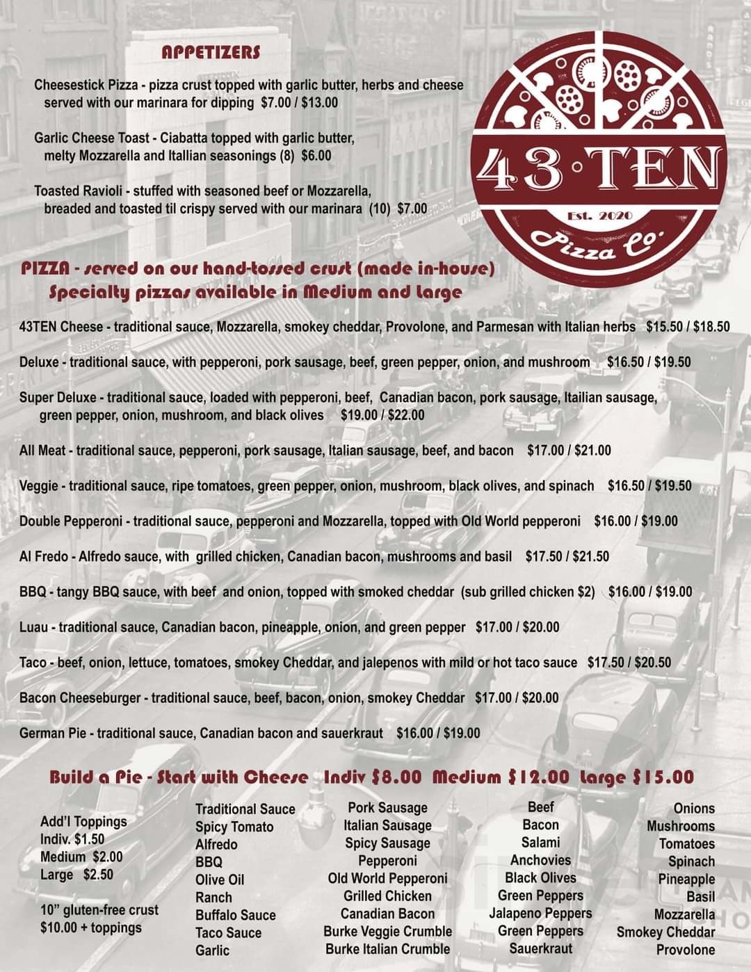 43TEN Pizza Co. menu in Topeka, Kansas, USA